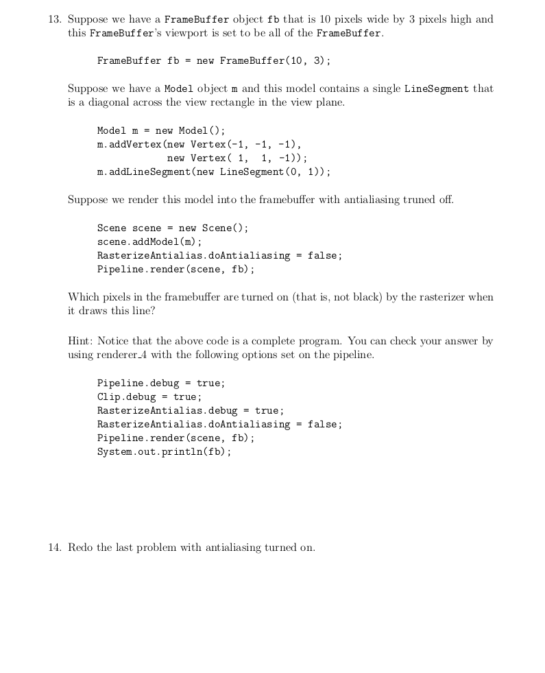 13. Suppose we have a FrameBuffer object fb that is | Chegg.com