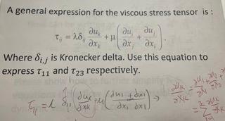 Solved A general expression for the viscous stress tensor is | Chegg.com