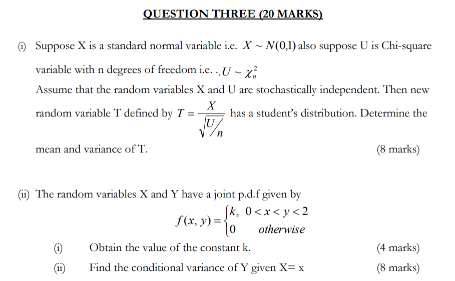 Solved (i) Suppose X is a standard normal variable i.e. | Chegg.com
