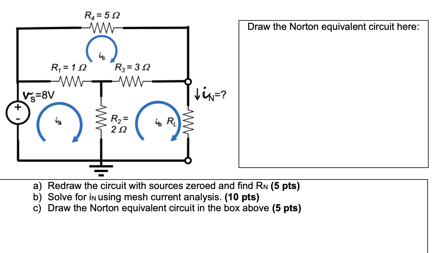 Solved a) Redraw the circuit with sources zeroed and find RN | Chegg.com