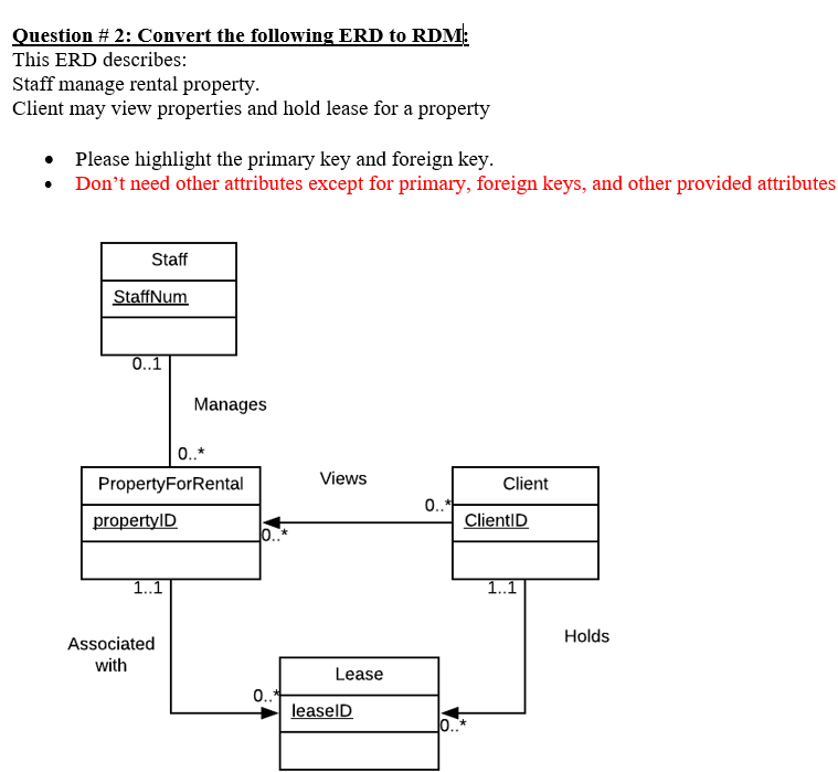 Solved Question # 2: Convert the following ERD to RDM: This | Chegg.com
