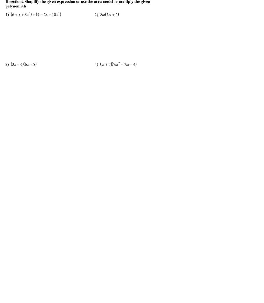 Solved Directions:Simplify the given expression or use the | Chegg.com