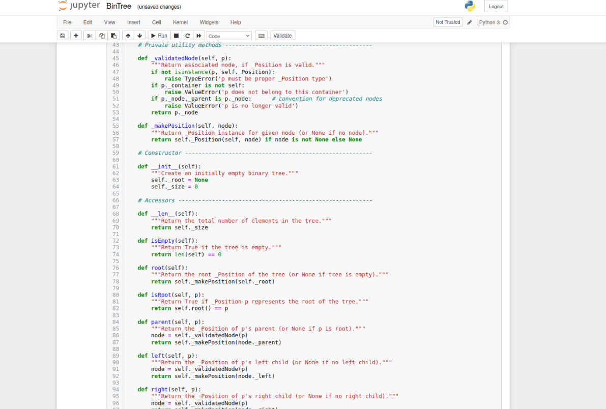Logout Not Trusted Python 3 O jupyter BinTree | Chegg.com