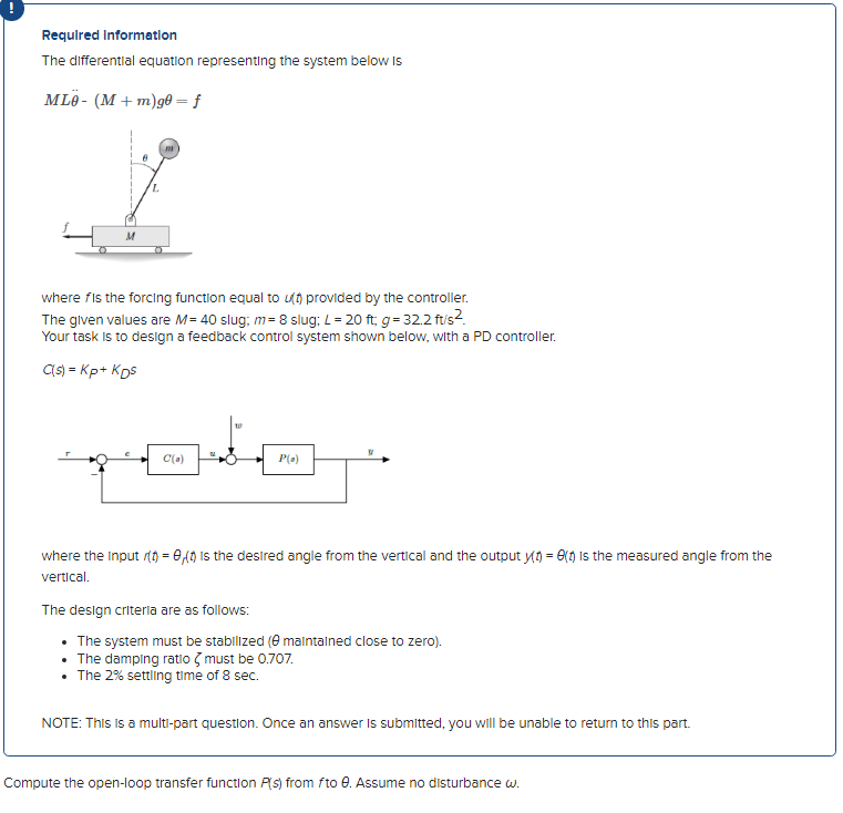 Compute the open-loop transfer function P(s) from f | Chegg.com