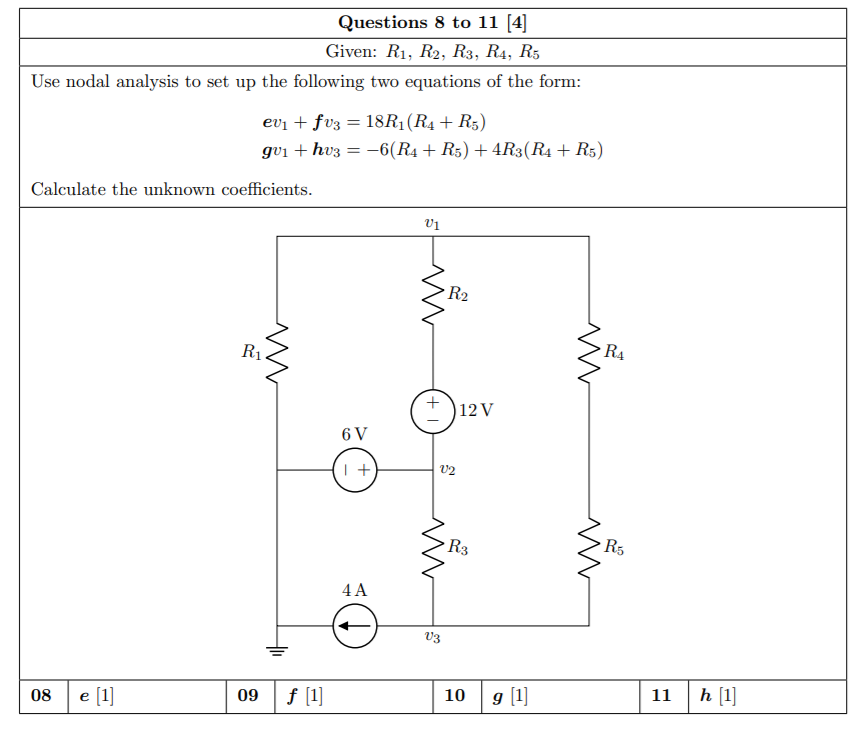 Solved Questions 8 to 11 [4] Given: R1, R2, R3, R4, R5 Use | Chegg.com