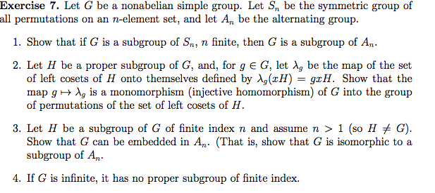 Exercise 7. Let G be a nonabelian simple group. Let | Chegg.com