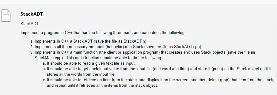 Solved Stackadt Stackadt Implement A Program In C That Has 7453