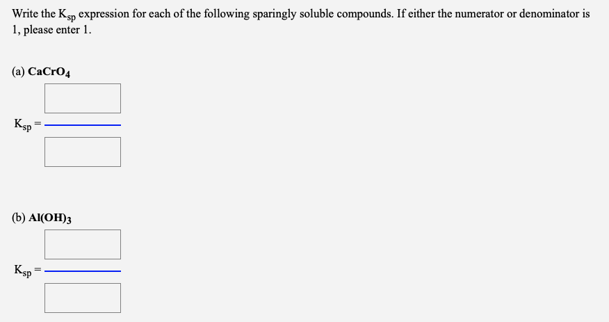 Solved Write the Ksp expression for each of the following | Chegg.com
