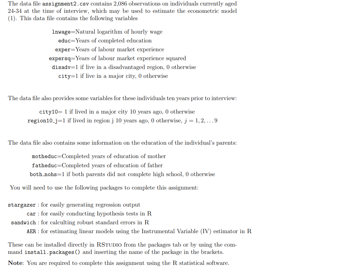 This question above requires R studio. The images | Chegg.com