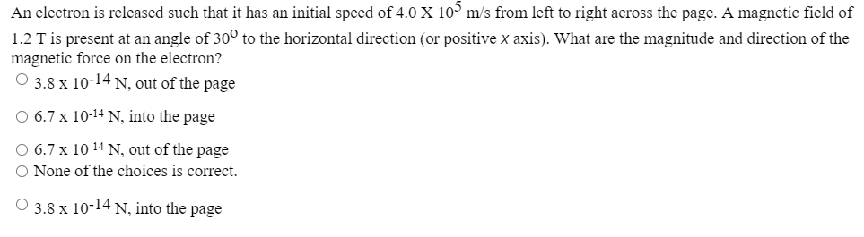 Solved An electron is released such that it has an initial | Chegg.com