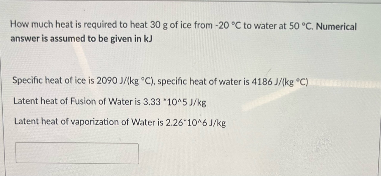 Solved How much heat is required to heat 30 g of ice from | Chegg.com