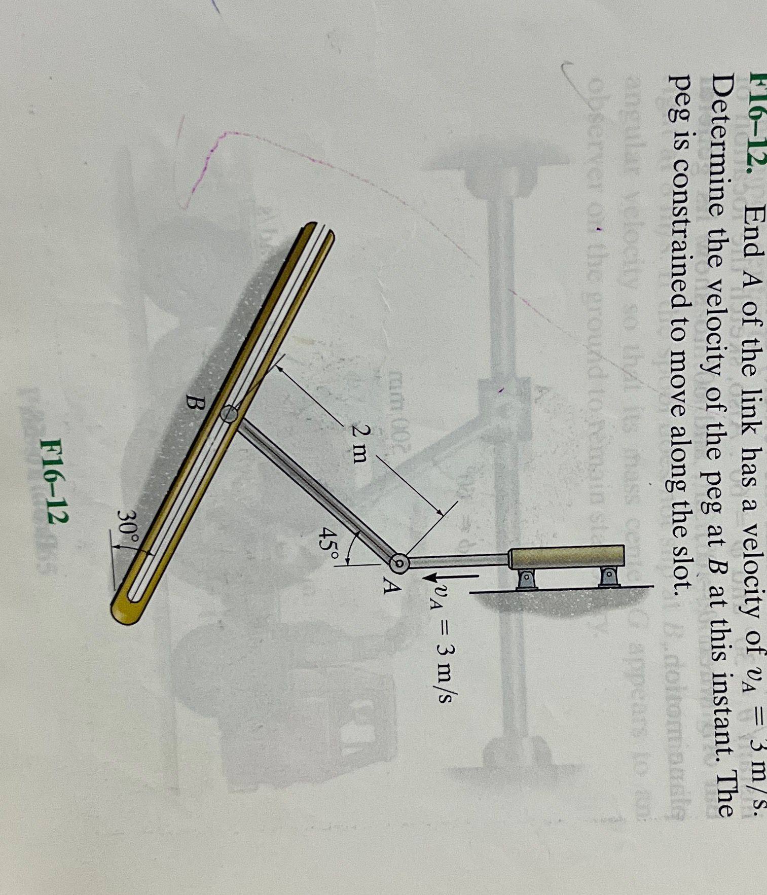 Solved F16-12. ﻿End A ﻿of the link has a velocity of | Chegg.com