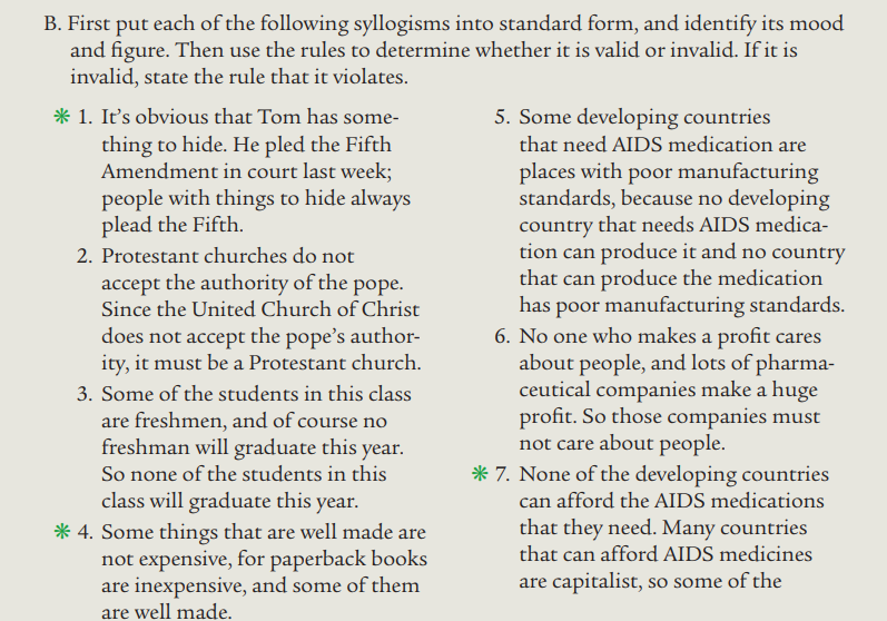 Solved B. First put each of the following syllogisms into | Chegg.com