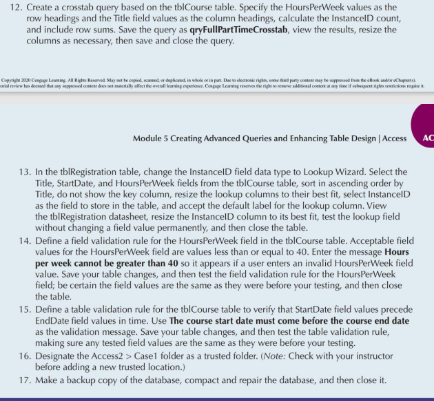 This is access module 5 case 1 in the Microsoft 2019 | Chegg.com