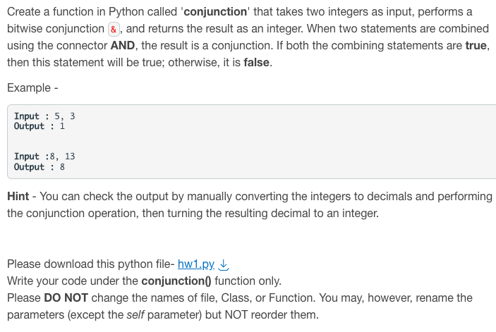 Solved Create A Function In Python Called Conjunction That 