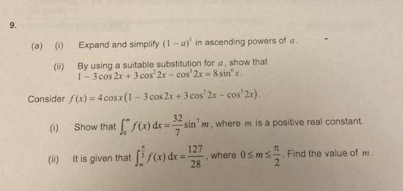 Solved (a) (i) Expand and simplify (1−a)3 in ascending | Chegg.com