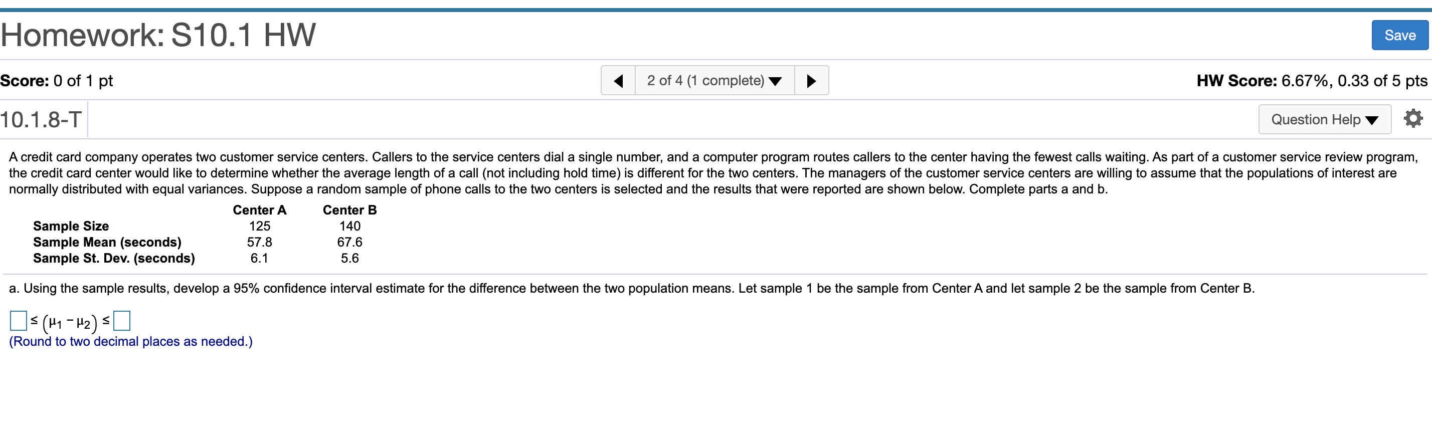 Solved Homework S10 1 Hw Save Score 0 Of 1 Pt 2 Of 4 1
