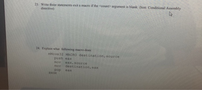 Solved 23. Write three statements exit a macro if the | Chegg.com