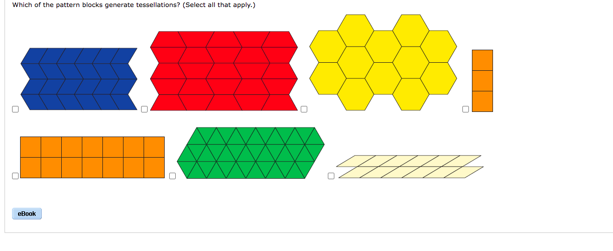 Which of the pattern blocks generate tessellations? | Chegg.com
