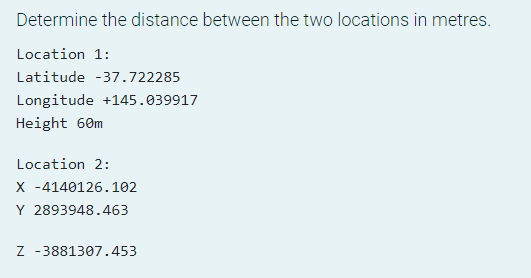 Solved Determine the distance between the two locations in | Chegg.com