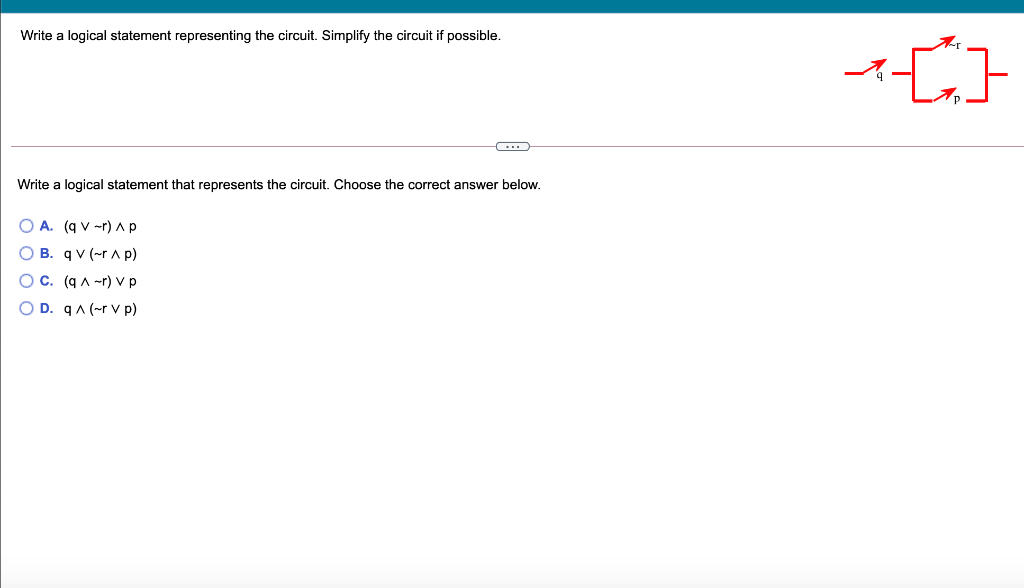 Solved Write A Logical Statement Representing The Circuit 