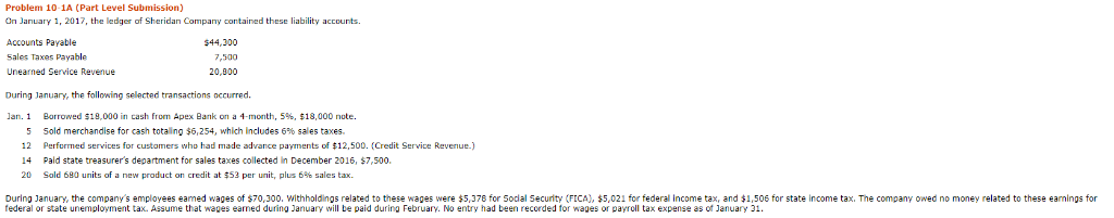 Solved Problem 10-1A (Part Level Submission) On January 1, | Chegg.com