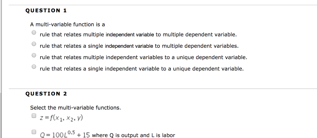 Solved QUESTION 1 A multi-variable function is a rule that | Chegg.com