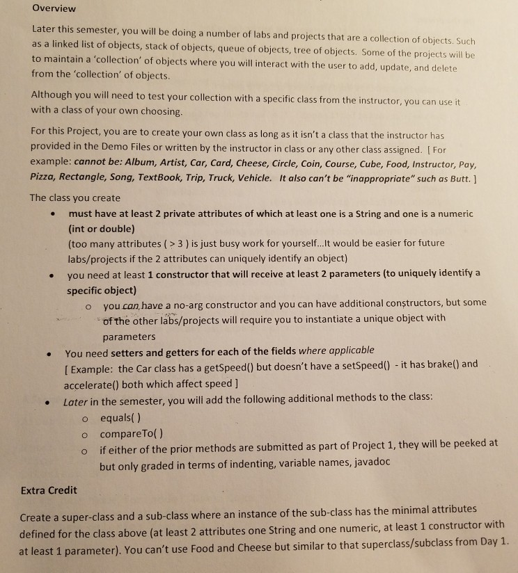 Solved Overview Later this semester, you will be doing a | Chegg.com