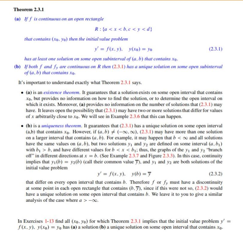 Solved Theorem 2.3.1 (a) Iff is continuous on an open | Chegg.com