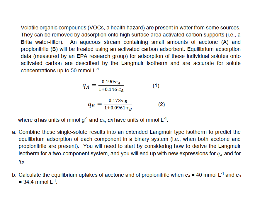 Solved Volatile organic compounds (VOCs, a health hazard) | Chegg.com