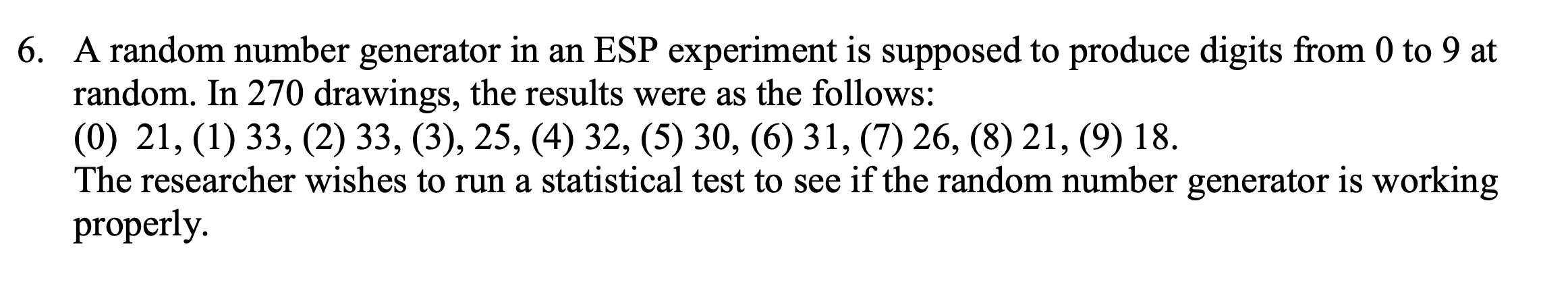 Solved 6. A random number generator in an ESP experiment is | Chegg.com