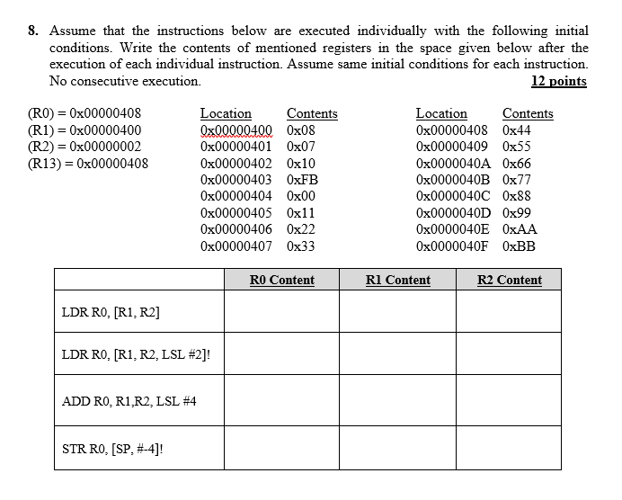 Solved 8. Assume that the instructions below are executed | Chegg.com