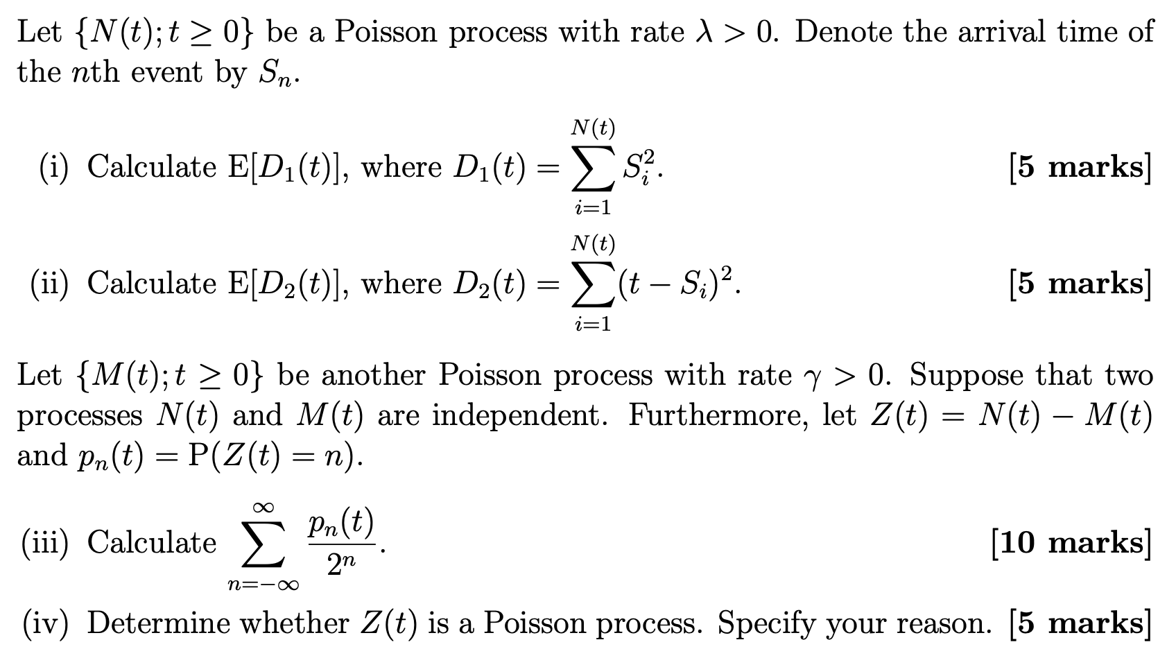 Solved Let {N(t);t > 0} be a Poisson process with rate > 0. | Chegg.com