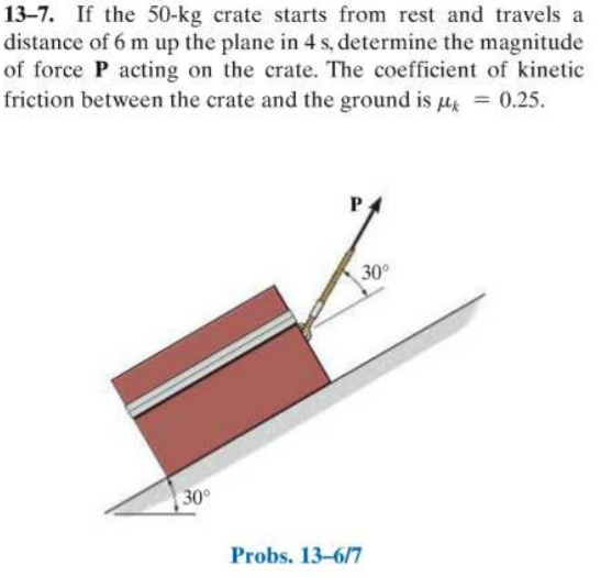 Solved 13-7. If the 50-kg crate starts from rest and travels | Chegg.com