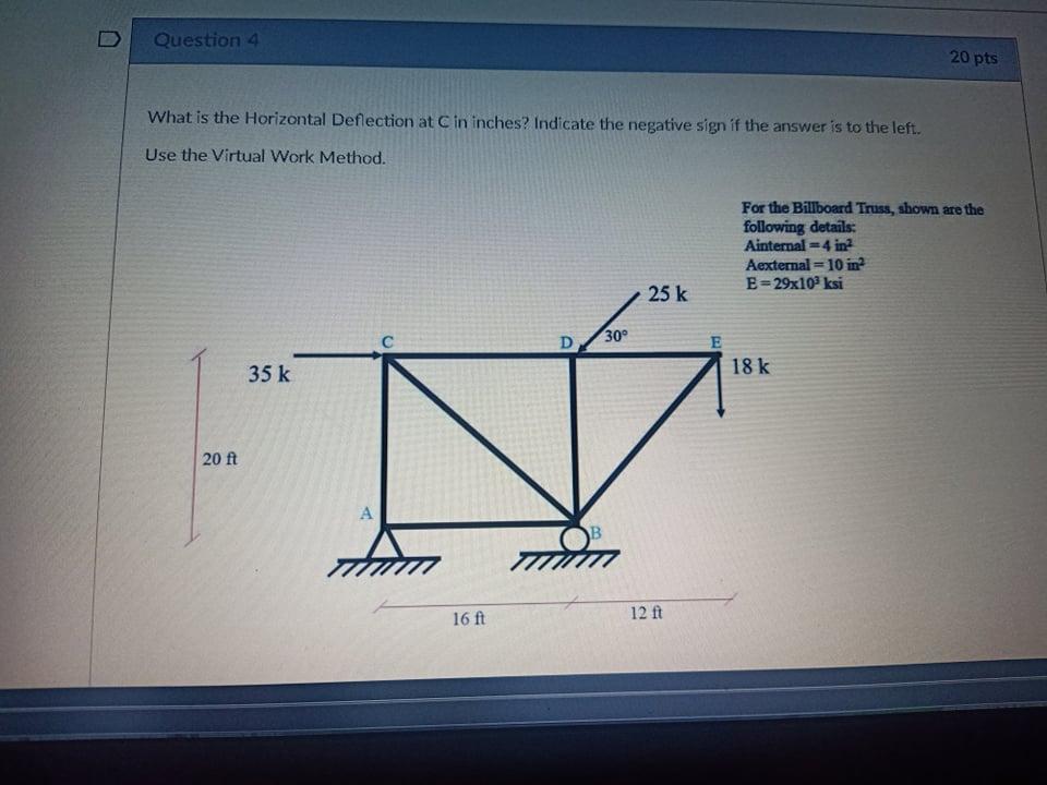 Solved Question 4 20 pts What is the Horizontal Deflection | Chegg.com