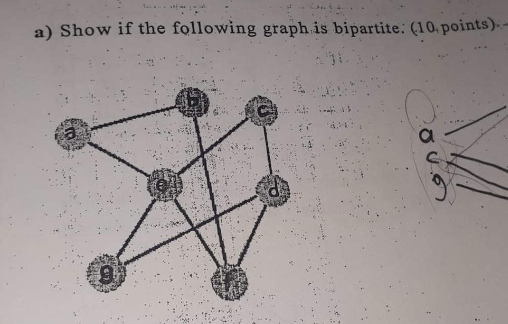 Solved a) Show if the following graph is bipartite: (10, | Chegg.com