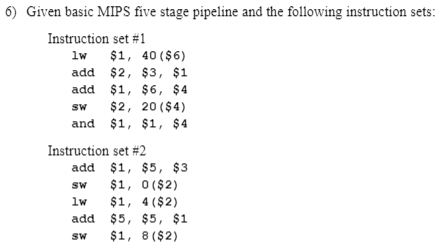 SW 6) Given basic MIPS five stage pipeline and the | Chegg.com
