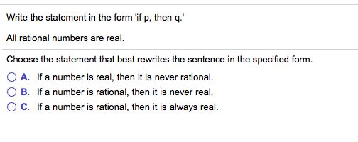 Solved Write the statement in the form if p, then q.' All | Chegg.com