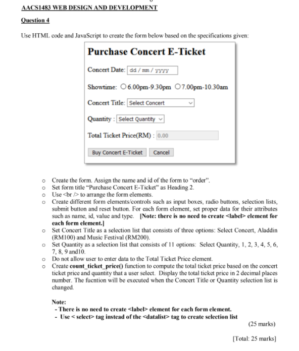 Solved AACS1483 WEB DESIGN AND DEVELOPMENT Question 4 Use | Chegg.com