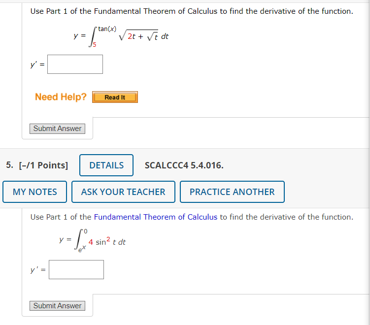Solved Use Part 1 of the Fundamental Theorem of Calculus to | Chegg.com