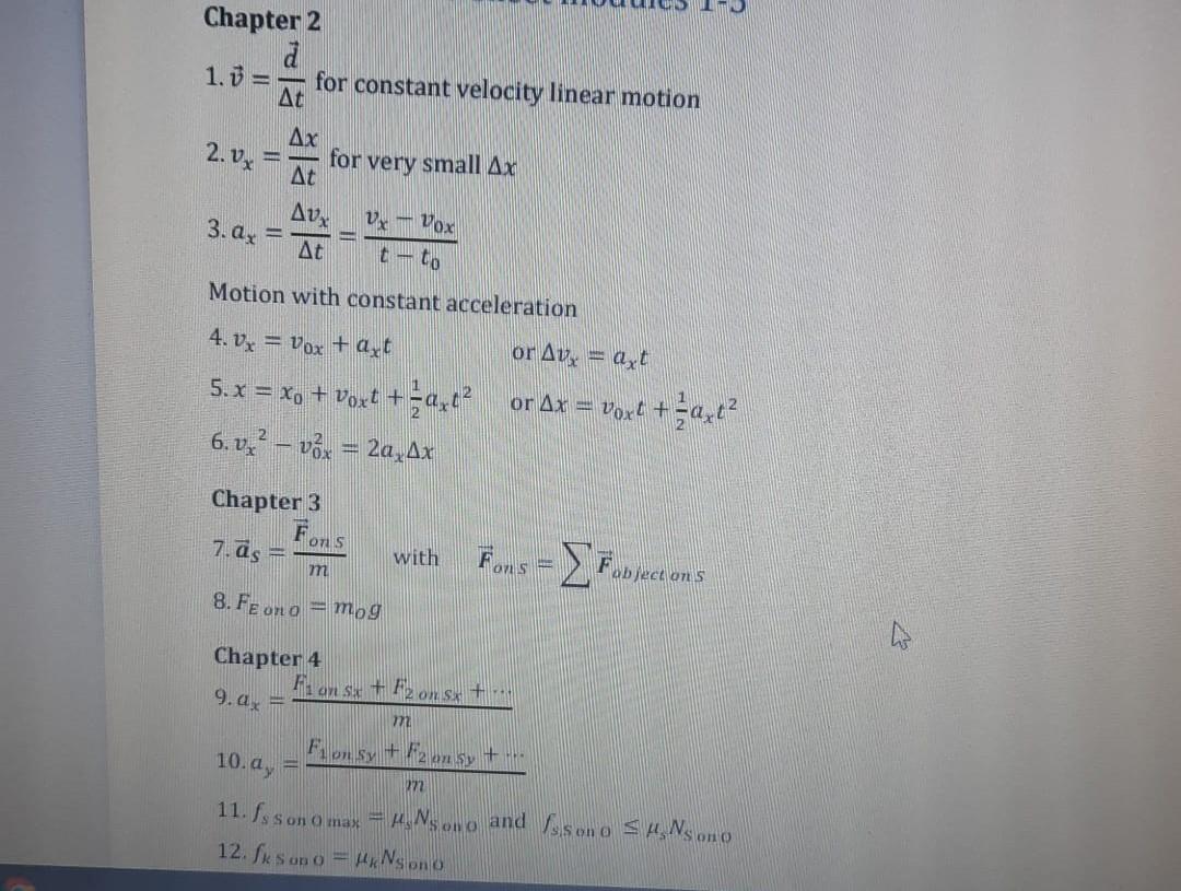 Solved Chapter 2 d 1.0 = for constant velocity linear motion | Chegg.com