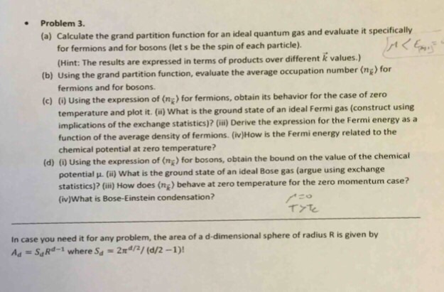 Solved Calculate the grand partition function for an ideal | Chegg.com