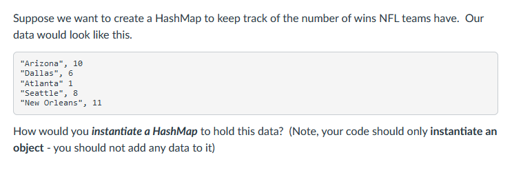 Solved Suppose we want to create a HashMap to keep track of | Chegg.com