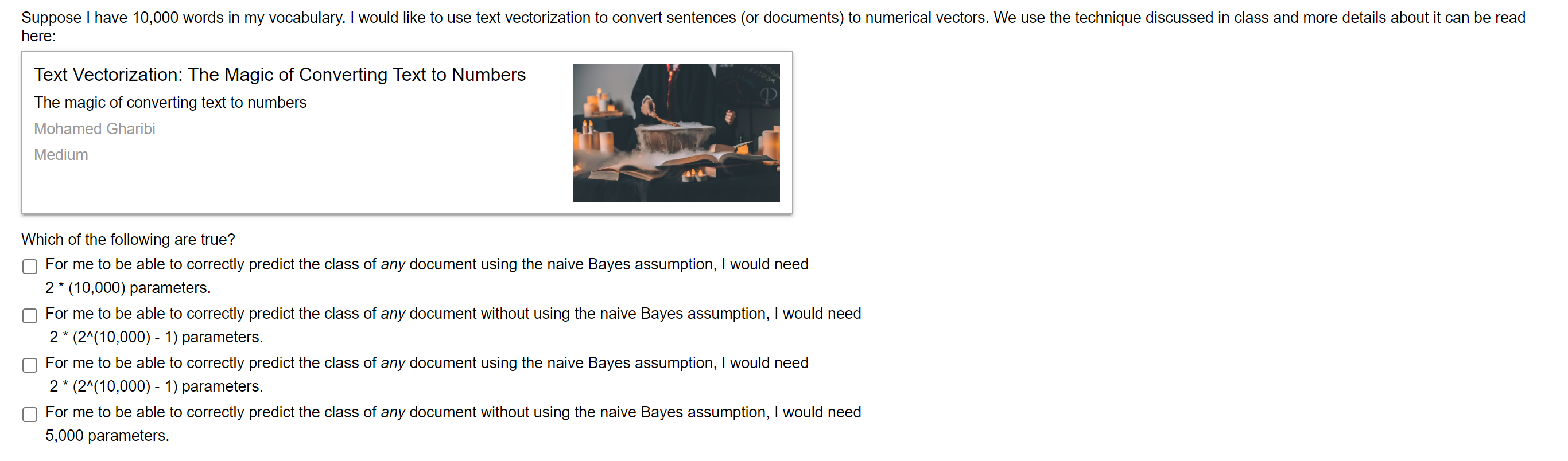 Solved Text Vectorization: The Magic of Converting Text to | Chegg.com