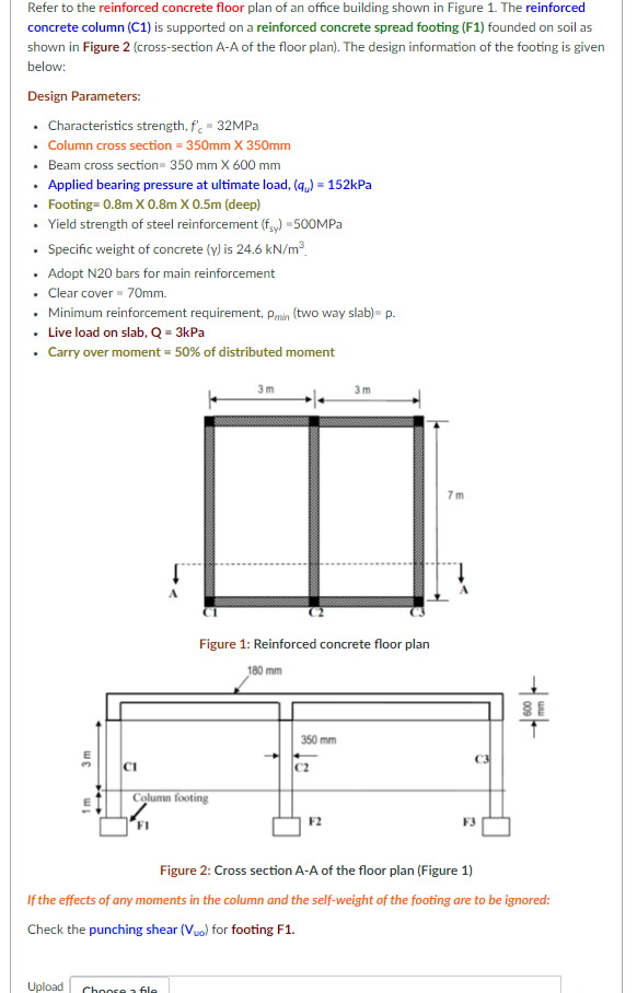 Solved I need help checking the punching shear for footing 1 | Chegg.com