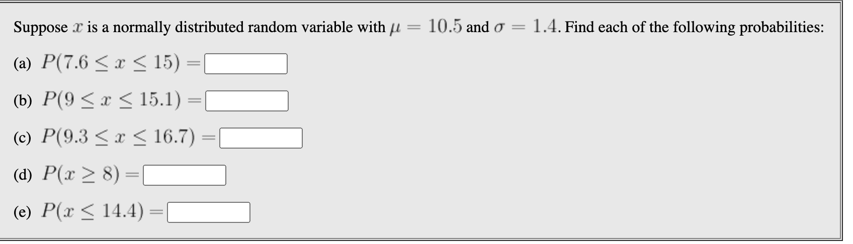 Solved Suppose x is a normally distributed random variable | Chegg.com
