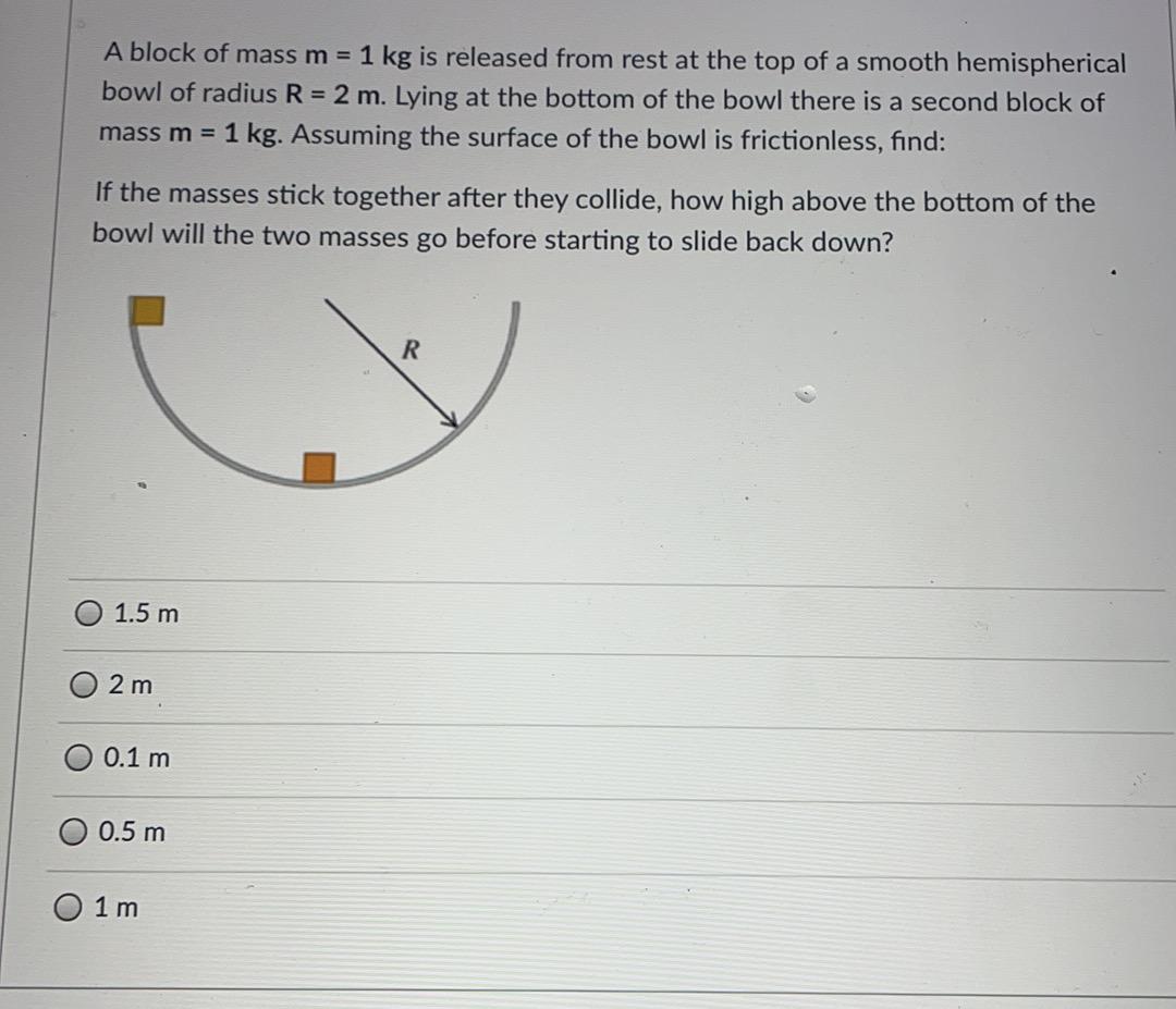 Solved A block of mass m = 1 kg is released from rest at the | Chegg.com