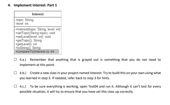 Solved 4. Implement Interest: Part 1 Interest -topic: String | Chegg.com