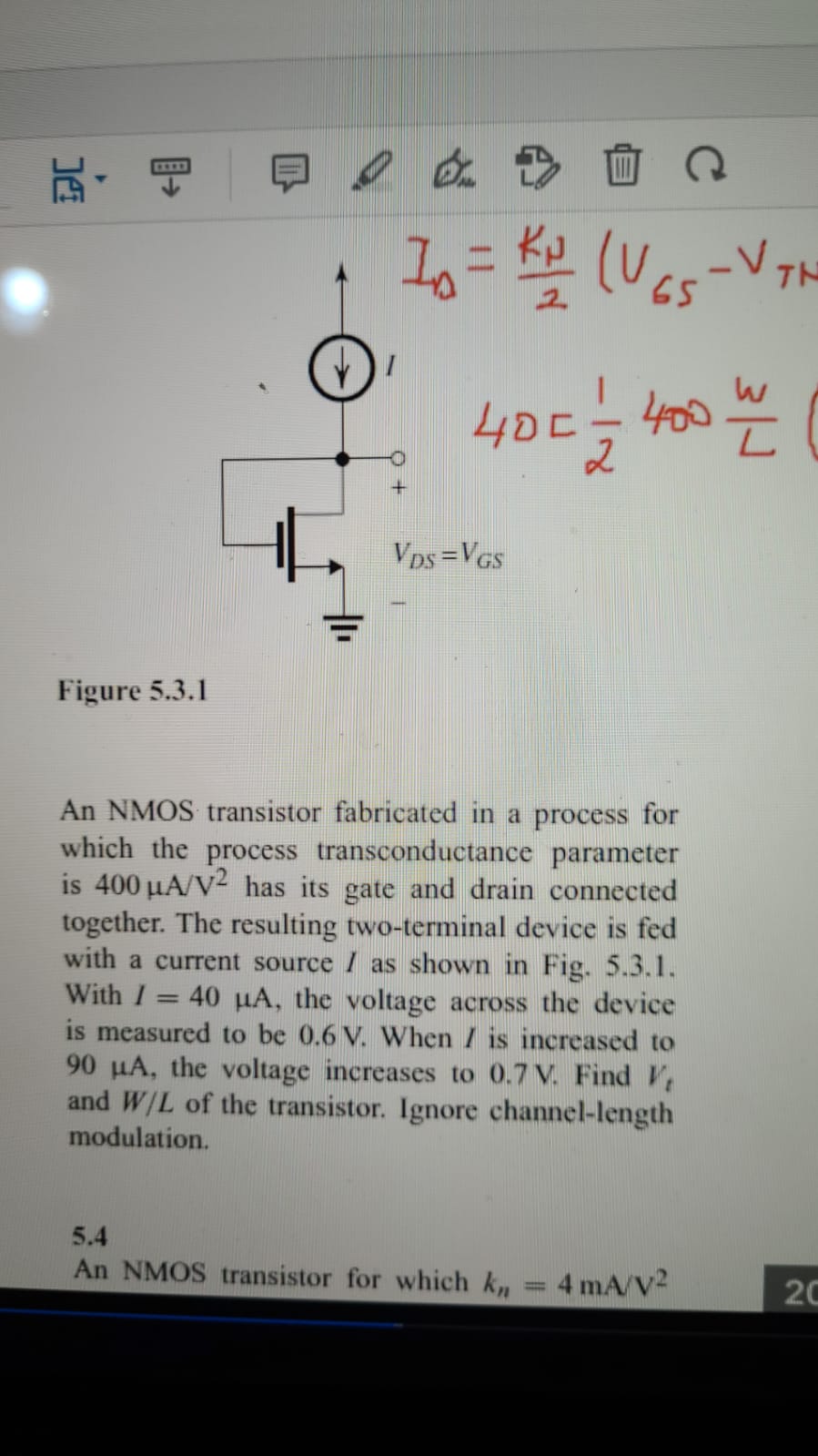 Solved Figure 5.3.1 An NMOS transistor fabricated in a | Chegg.com