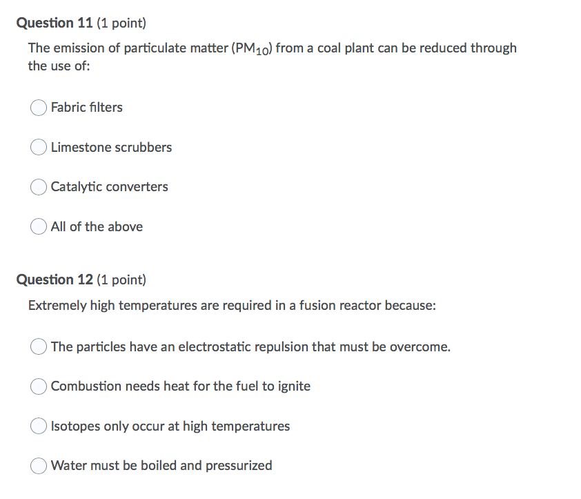 Solved Question 11 (1 point) The emission of particulate | Chegg.com